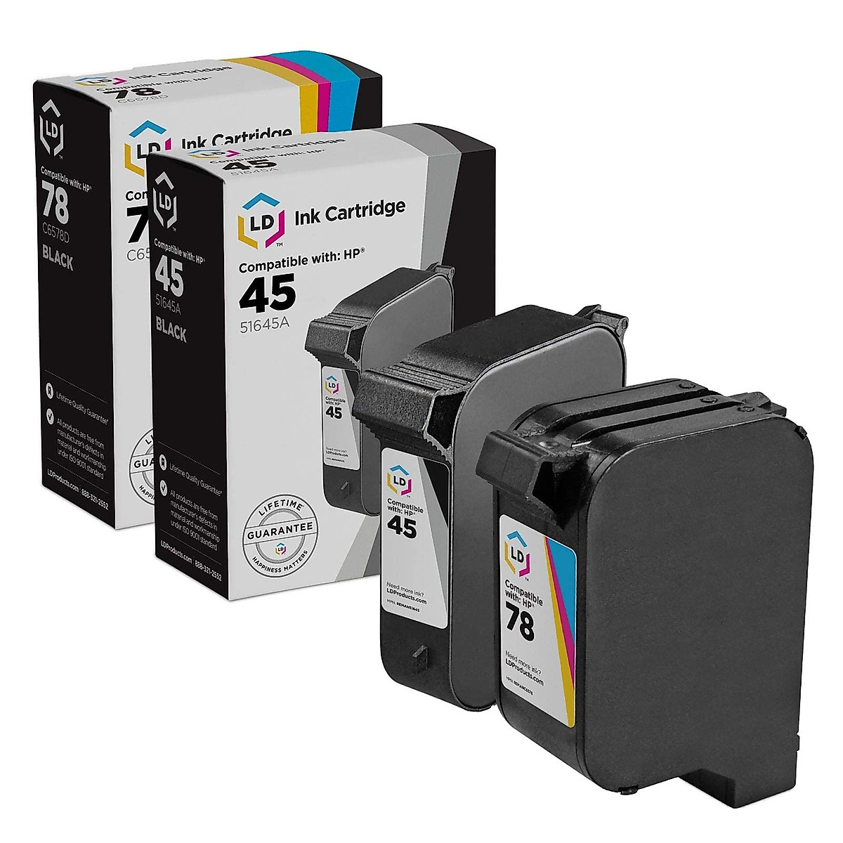 LD Products Remanufactured Ink Cartridge Replacements for HP 45 & 78 (1 Black, 1 Color, 2-Pack) for use in DeskJet: 990cxi 990cse 995 995C 995ck | Fax: 1220 & 1220xi | OfficeJet: G55 G55xi G85 & G85xi