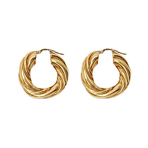 NewZenro Chunky Twist Knot Love 5mm Thick Fashion 14K Gold Plated Huggy Rope Small Hoop Earrings for Women Sensitive Ear Dainty Click Top Huggie Hoops Hypoallergenic Fashion Trendy Jewelry Gifts 23mm