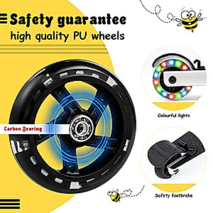 HONEY JOY Kids Scooter Suitcase, 18” Children Carry on Scooter Luggage w/Light-up LED Wheels, Waterproof Shell & Retractable Handle, Lightweight Foldable Ride on Suitcase