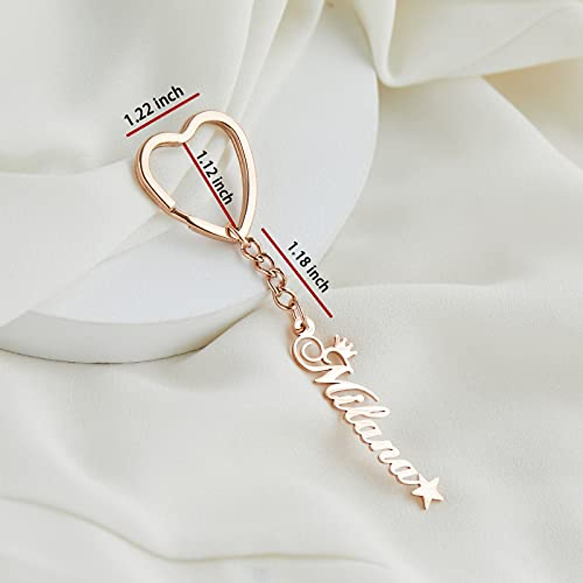 Custom Name Keychain Personalized, Stainless Steel Gold Plated Dainty Engraved Letters Personalized Key Chain,womens (Silver)