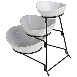 Gibson Elite Gracious Dining Dinnerware, 3-Tier Oval Bowl, White