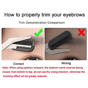 Erioctry Professional Precision Trimmer Eyebrow Scissors Remover Beauty Tool with Comb and Non Slip Finger Grips Black Silver Tone for Men