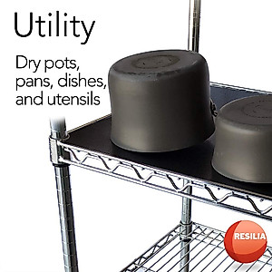 Resilia Shelf Liner Set for Wire Shelving Units – 5 Pack, 16 Inches x 36 Inches, Black Vinyl, Anti-Slip, Heavy Duty, Made in The USA, for Kitchen, Bathroom, Garage Storage