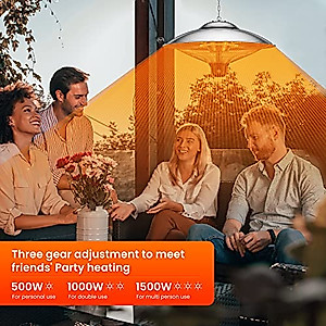 Danluke 500/1000/1500W Remote control electric heater outdoor,Ceiling-Mounted Heater, Electric Outdoor Heater,Ceiling Mounted Heater for Balcony,Hanging Outdoor Heater