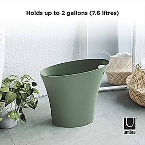 Umbra Skinny, Spruce Sleek & Stylish Bathroom Trash, Small Garbage Can, Wastebasket for Narrow Spaces at Home or Office, 2 Gallon Capacity, Single Pack - 082610-1095