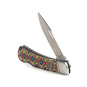 ARIAT 3" Red, Black & Yellow Southwestern Print Folding Knife