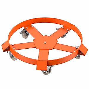 1250 LBS Capacity Drum Dolly, 55 Gallon Barrel Dolly with 5 Caster Wheels, Trash Can Dolly Non-tipping Hand, Orange Steel Frame Dolly