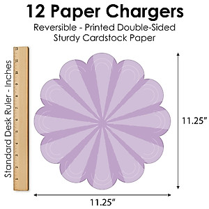 Big Dot of Happiness Purple Stripes - Simple Party Round Table Decorations - Paper Chargers - Place Setting For 12