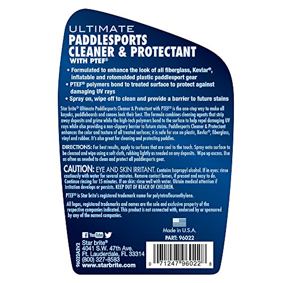 STAR BRITE Ultimate Paddlesports Cleaner & Protectant - Kayak, Canoe, Paddleboard UV Protective Spray - Fiberglass, Kevlar, Plastic Compatible - 22 OZ (096022)