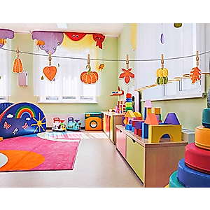 Hohomark 36 PCS Thanksgiving Cutouts Classroom Decorations,Fall Pumpkin Maple Leaves Cut-Outs Decorations for Bulletin Board Classroom School Autumn Theme Party