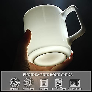FunIdea Fine Bone Ceramic Coffee Mug with Handles for Hot Beverages Coffee Cappuccino Latte Cocoa Tea Perfect for Home (15oz)