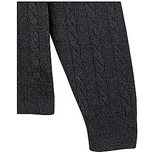 Amazon Essentials Men's Crewneck Cable Cotton Sweater, Charcoal Heather, Large