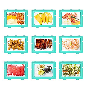 Skinny Stacks 2022 Version 4 Pack - Stacking Food Storage Trays, Stretch Cover, Save Space and Keep Food Fresh, Reusable, Dishwasher & Freezer Safe, Durable, Meal-Prep, Food Storage Containers