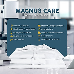 Magnus Care Professional Lab Coat for Women & Men, White Unisex Labcoat, Cotton Poly Medical Doctor Nurse Med Laboratory Coat