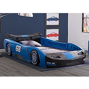 Delta Children Turbo Race Car Twin Bed, Blue Snooze 6 inch Memory Foam Twin Mattress (Bundle)