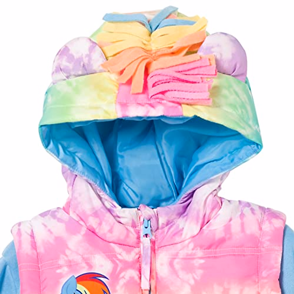 My Little Pony Twilight Sparkle Pinkie Pie Rainbow Dash Toddler Girls Zip Up Vest 2fer Jacket Tie Dye Multicolor 3T