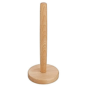 Paper Towel Holder ,DNIEBW Kitchen Paper Hanger Rack Bathroom Towel Roll Stand Organizer Simply Standing Countertop Wooden Paper Roll Holder for Cabinet,Table (Round Bottom)