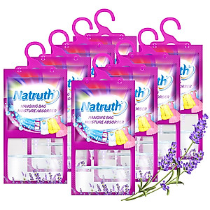 NATRUTH 8-PACK Moisture Absorber Bags With Lavender,Desiccant Hanging Bag Use for Kitchen Bathroom Wardrobe, Eliminates Odors，Odor Absorber Humidity Packs, Hanging Closet Dehumidifier Bags for Closet