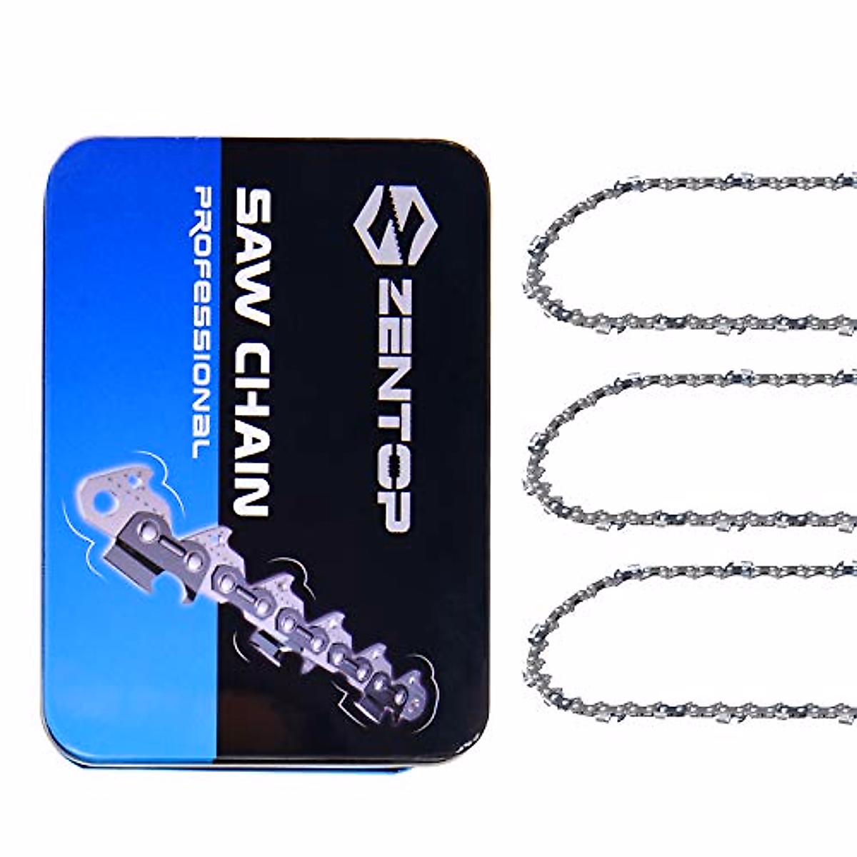 Zentop 18-Inch 3 Pack Chainsaw Chain - 3/8" LP Pitch .050" Gauge 62 Drive Links Wood Cutting Saw Chain for Chainsaw Parts fits Craftsman, Echo, Homelite, Poulan, Remington (18-Inch 62DL)