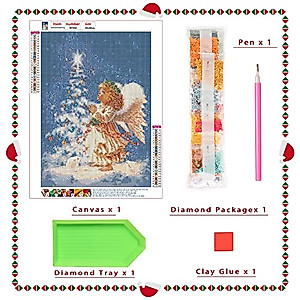 LazyFold Christmas Diamond Painting Kits,Full Drill Round Diamond Art Angel Praying Winter Diamond Painting for Adults Beginners,Christmas Gift,Wall Decor(12"x16")