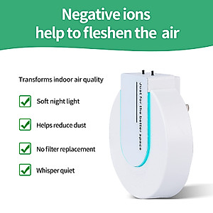 Negative Ion Plug-in, Home Portable Negative Ion Generator, Anion for Rooms With Odor and Smoke, Usually Used in Bedrooms, Pet Rooms, Toilets, Garages, Small Rooms.