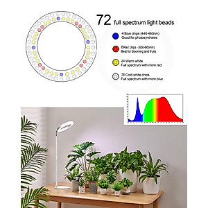 yadoker Plant Grow Light for Indoor Plant,Desk LED Grow Light,Height Adjustable,Automatic Timer with 8/12/16 Hours,10-Level Brightness,Ideal for Small Plant Grow