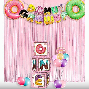 GREATRIL Pastel Pink Foil Fringe Curtains 2 Packs and Pink Party Table Cloths 2 Packs for Party Backdrop Decorations