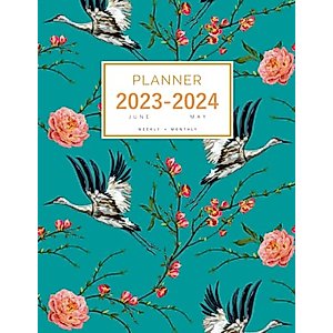 Planner 2023-2024: 8.5 x 11 Weekly and Monthly Organizer from June 2023 to May 2024 | Traditional Japanese Bird Flower Design