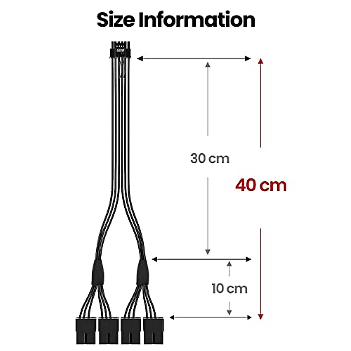 Fasgear PCI-e 5.0 Extension Cable: 16Pin(12+4) Male to PCIE 5.0 4x8(6+2) Pin Female Sleeved Extension Cable, 40cm 12VHPWR Cable Compatible for GPU GeForce RTX 3090Ti & RTX 4080 4090 (16AWG/Black)