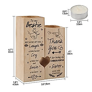 Double Sided Printing Candle Holders Bestie Gifts for Women for Sister from Sister Friendship Gift for Valentine's Day Birthday Christmas
