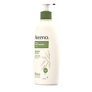 Aveeno Daily Moisturizing Body Lotion with Soothing Oat and Rich Emollients to Nourish Dry Skin, Gentle & Fragrance-Free Lotion is Non-Greasy & Non-Comedogenic, 18 fl. oz