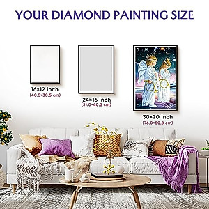 MOYFACE 33.5x23.6Inch 5D Diamond Painting Angel,Diamond Art Painting Kits for Adults with Lovely Angel,Full Drill Paint by Numbers DIY Diamond Art Kits for Beginners Home Wall Decor