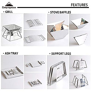 CAMPINGMOON Small Size Stainless Steel Portable Tabletop Charcoal Grill with Carry Bag X-MINI