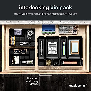 madesmart Interlocking Pack-Carbon Collection Organizer, 8-Piece Bin, PremiumCarbon