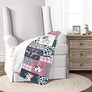 NZOOHY Cute Cows Print Patchwork Personalized Baby Blanket for Girl Boy Soft Warm Newborn Throw Naps Swaddle Custom Blanket 30X40 in 30 * 40 IN