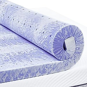 PERLECARE 3 Inch Queen Memory Foam Mattress Topper for Pressure Relief, Cooling Gel Infusion, CertiPUR-US Certified Purple