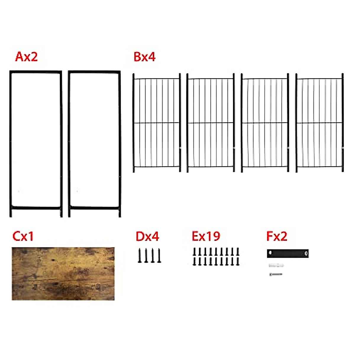 LEEJAY 5 Tier Shoe Rack for Entryway, Freestanding Display Shelf Storage Organizer with 4 Metal Shelves and Top Panel - Rustic Brown