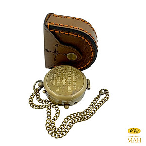 Second Star to The Right J. M. Barrie, Peter Pan Engraved Handmade Brass Compass for Birthday, Graduation Day, Confirmation Gift, Valentine Gift Parting Gift and Campion, Hiking Compass with Case