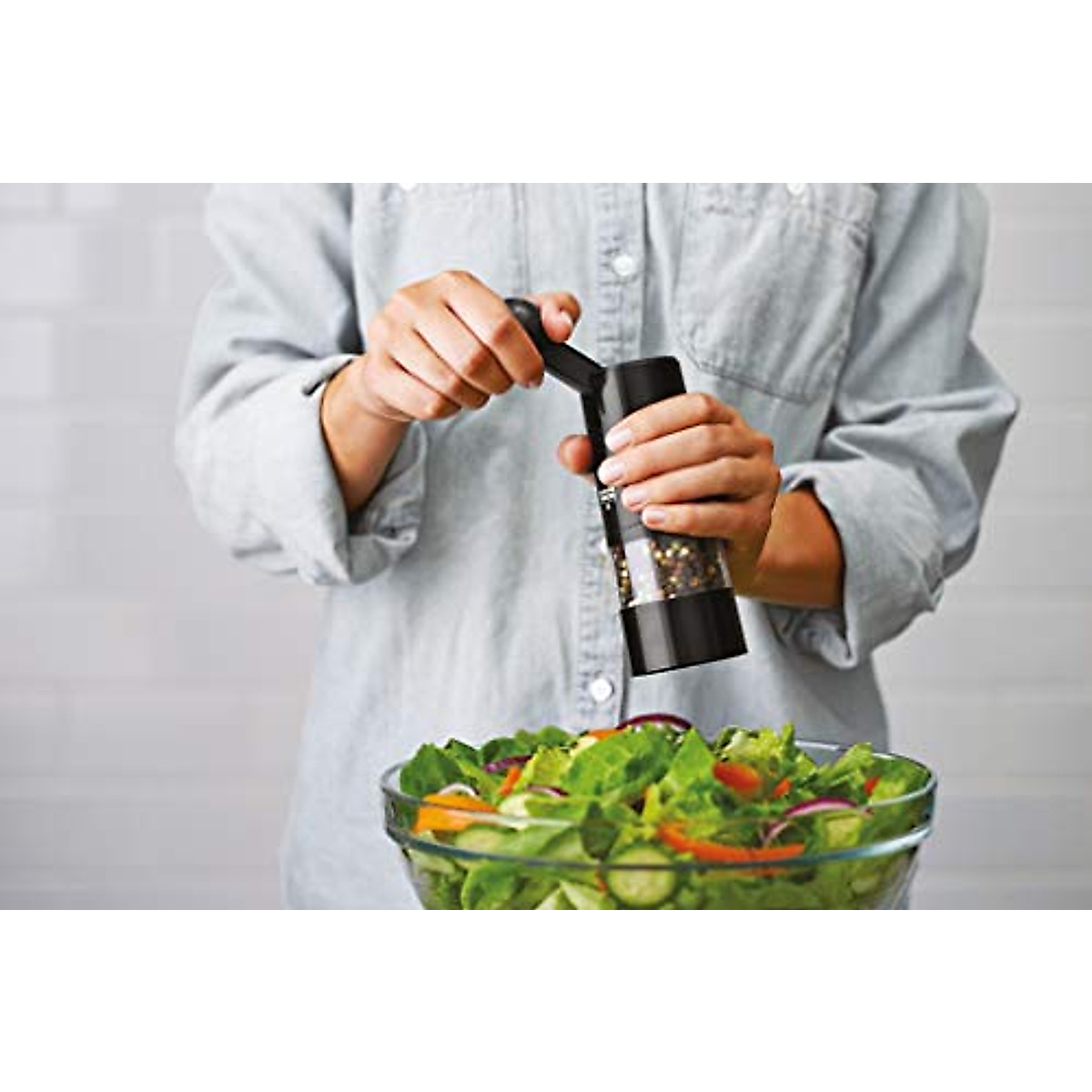 Kuhn Rikon Adjustable Ratchet Grinder with Ceramic Mechanism for Salt, Pepper and Spices, 8.5 x 2.25 inches, White