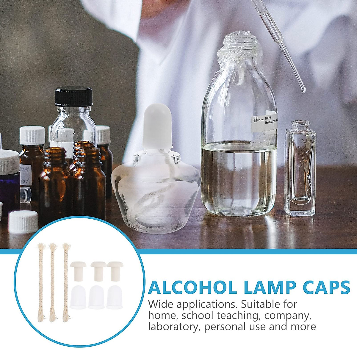 18pcs Lamp Accessories Wick Ceramic Holder Tiki Torch Wicks Oil Lantern Caps Burner Kit Tiki Torch Wick Replacement Tiki Wick Rope Plastic Cap Lamps