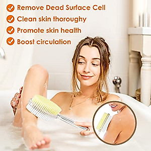 HHKER Shower Brush with Long Handle, Soft Nylon Body Brush, Back Scrubber for Shower, Gentle Exfoliation and Improved Skin Health, Suitable for Men and Women (Transparent Handle)