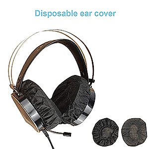 Tvoip 100Pcs Black Non-Woven Sanitary Headphone Ear Cover, Disposable Super Stretch Covers Washable, for Most On Ear Headphones Earpads (13 cm/ 5.12 Inch)