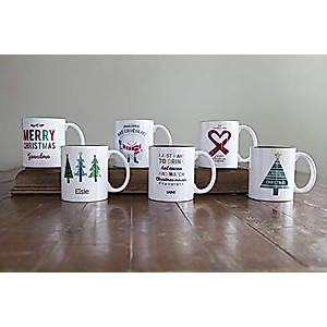 Personalized Coffee Mug with Name 11 oz, Custom Cup for Men and Women Best Friends (Christmas Tree Elsie Design) - Stocking Stuffers