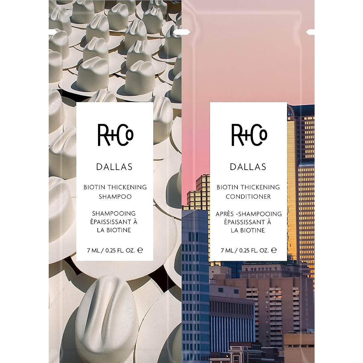 R+Co Dallas Biotin Thickening Shampoo, Conditioner, and Thickening Treatment Packet | Weightless Hydration, Strengthens + Enhances Shine | Vegan + Cruelty-Free | 0.23 Fl Oz (Pack of 3)