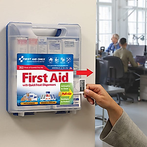 First Aid Only 91268 QuickTreat Dispenser Emergency First Aid Kit for Home, Work and Travel, 352 Pieces