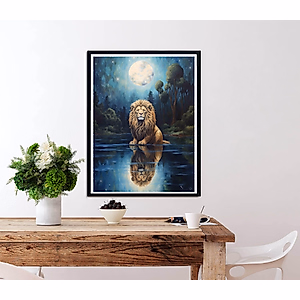 Diymood Paint by Numbers for Adults Lion, DIY Oil Painting Moon Acrylic Paint by Number Kits for Kids Adults Beginner for Home Wall Decor 16x20 inch