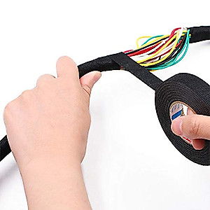 (4PACK) Wire Loom Harness Tape - High Adhesive Force Wiring Harness Cloth Tape,Black Adhesive Fabric Tape,Advanced Heat-Resistant Interior Wiring Harness Tape（19mm X 15m）