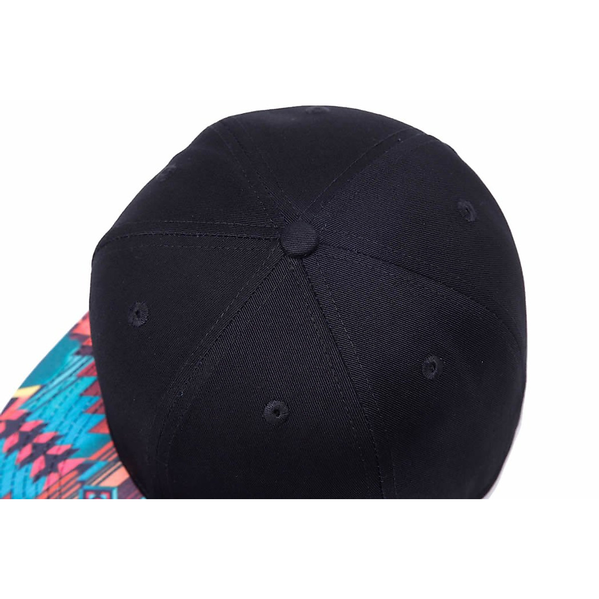 Quanhaigou Fashion Wavy Grain Print Cotton Adjustable Snapback Hats Unisex Hip-Hop Flat Bill Baseball Cap