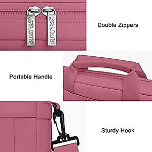 MOSISO Laptop Shoulder Messenger Bag Compatible with MacBook Air 15 inch M2 A2941/Pro 16 inch M3 A2991 M2 A2780 M1 A2485 A2141,15-15.6 inch Notebook with Adjustable Depth at Bottom, Dusty Rose