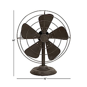Deco 79 Metal Fan Sculpture, 15" x 8" x 18", Black